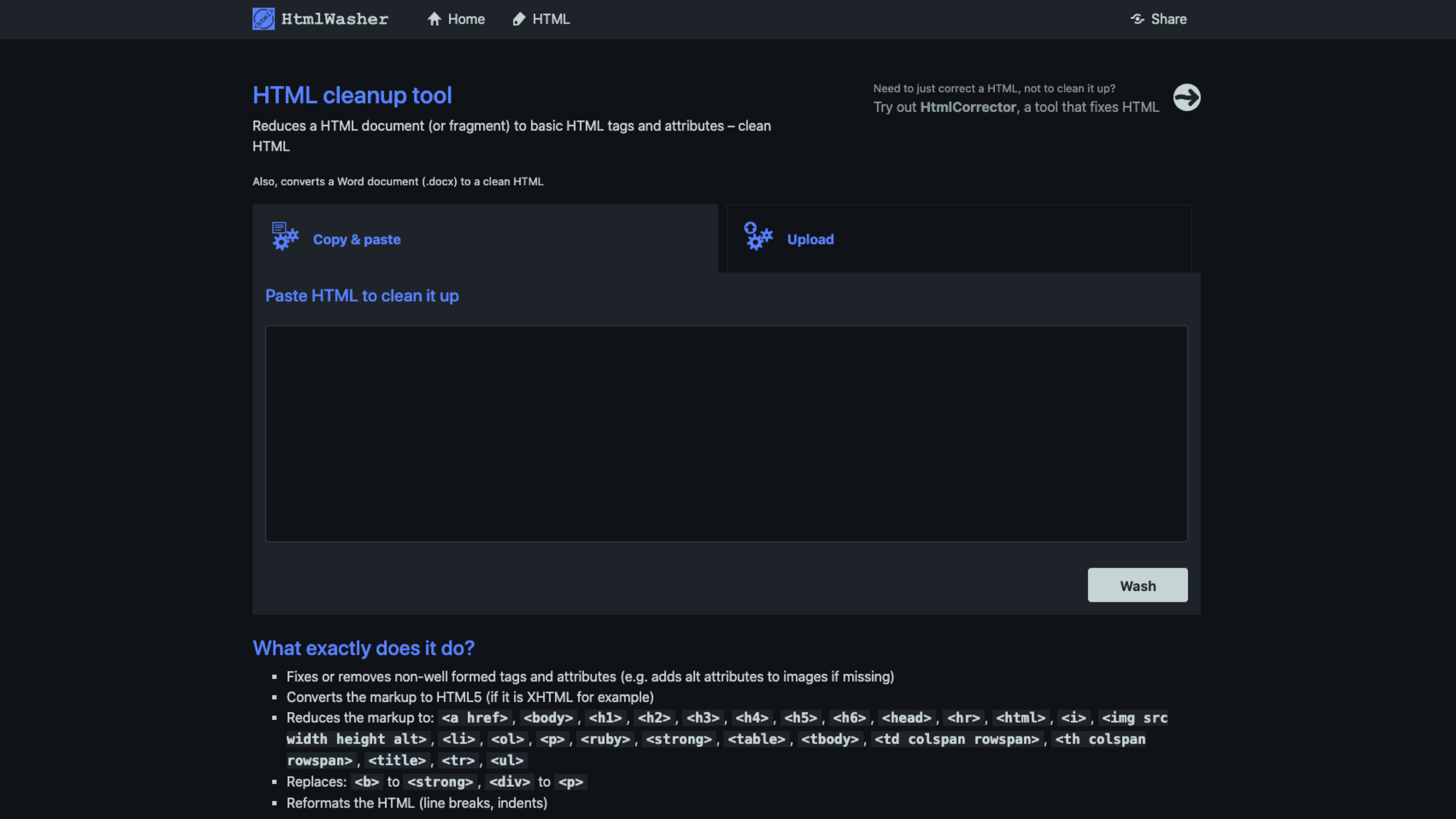 HTML Washer - BuiltWithDot.Net